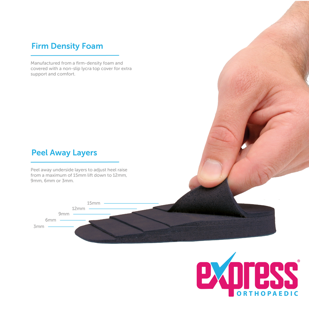5-Layer Heel Elevator (Firm Density) | Sold As A Pair | Orthotix | UK ...